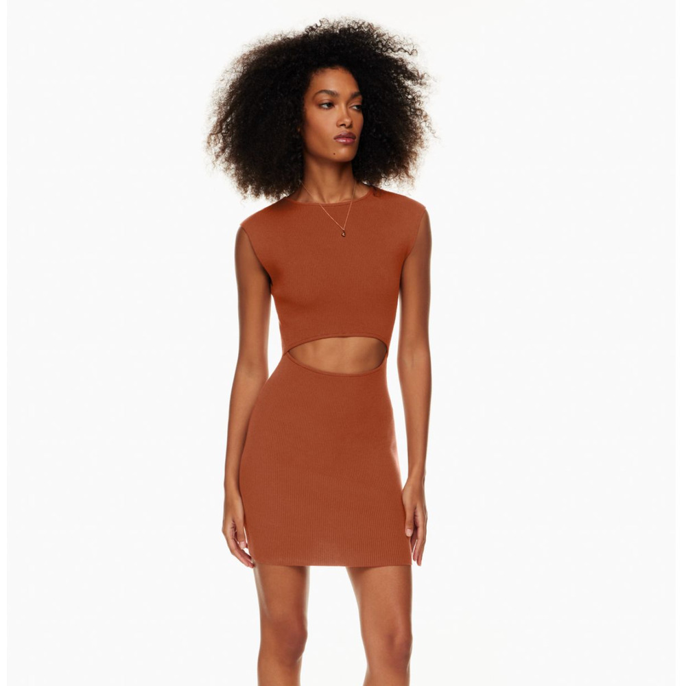 Wilfred Free X Aritzia Cut-Out Knit Mini Dress Copper… - Gem